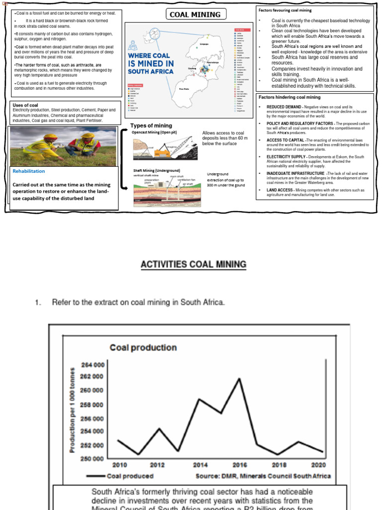 Coal Mining Notes and Activities | PDF | Coal | Mining