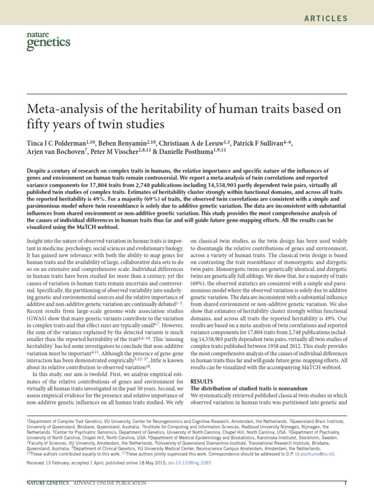 Polde NG 2015 | PDF | Heritability | Twin