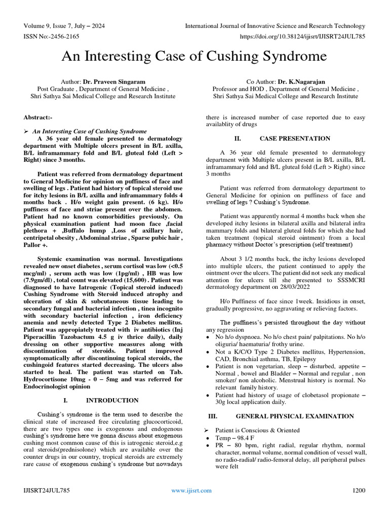 An Interesting Case of Cushing Syndrome | PDF | Clinical Medicine | Causes Of Death