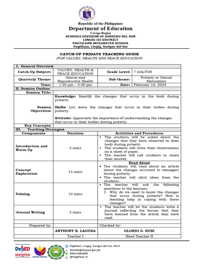 Catch Up Teaching Guide Template | PDF | Teachers | Reading Comprehension