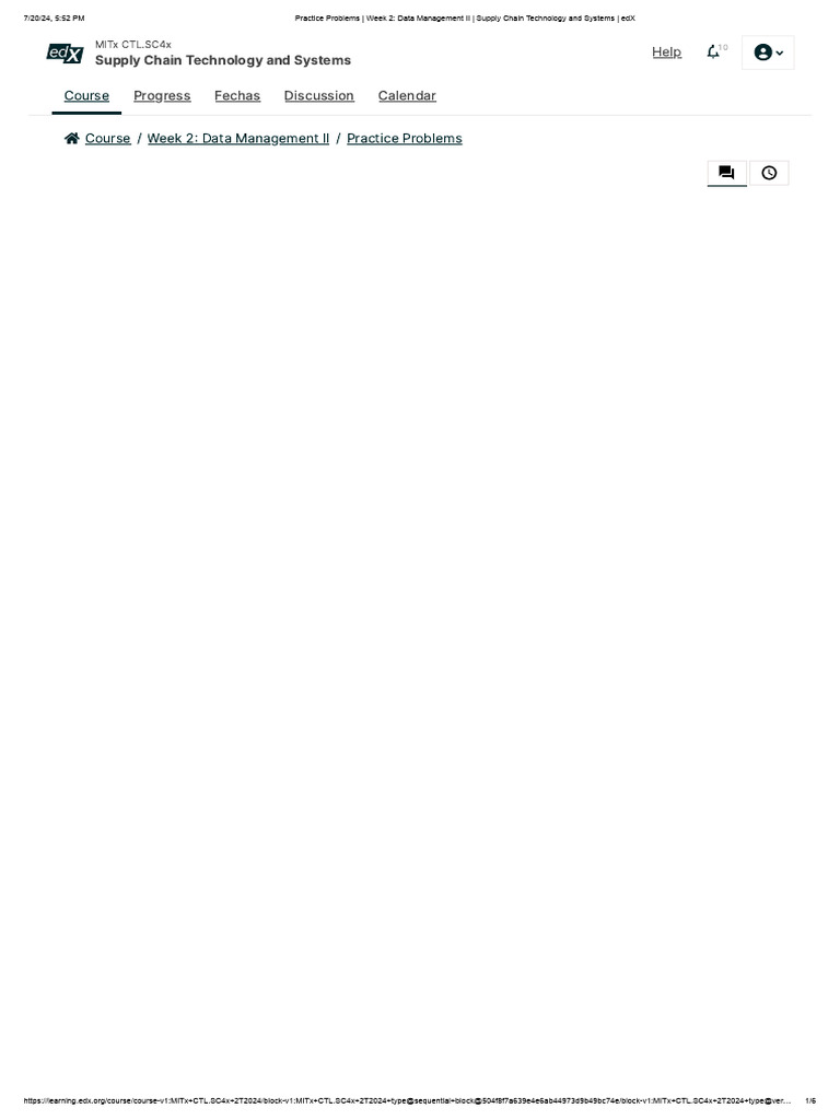 Practice Problems - Week 2 - Data Management II - Supply Chain ...