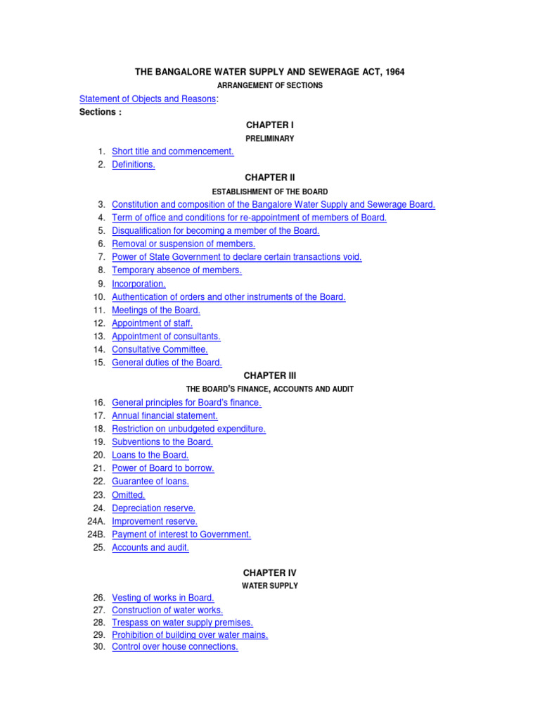 BWSSB Act | PDF | Sanitary Sewer | Water Supply