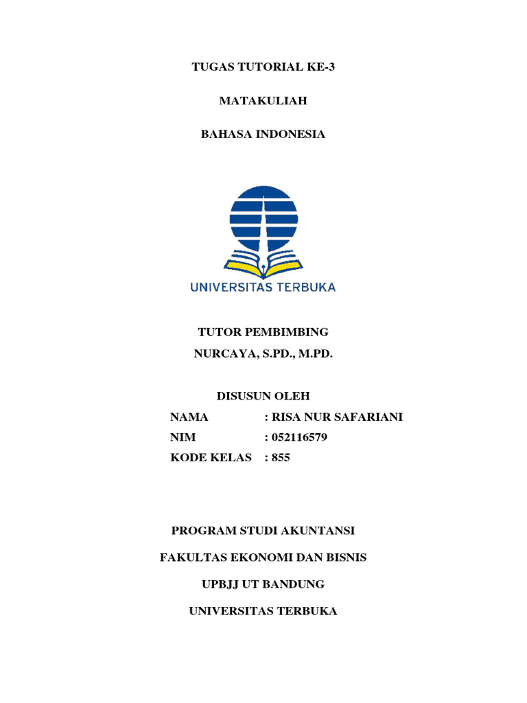 Tugas Tutorial Ke-3. BHS Indonesia | PDF