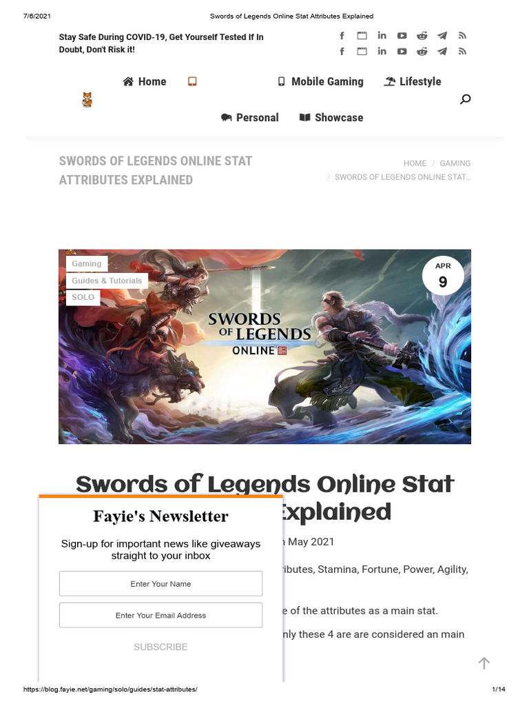 Swords of Legends Online Stat Attributes Explained | PDF
