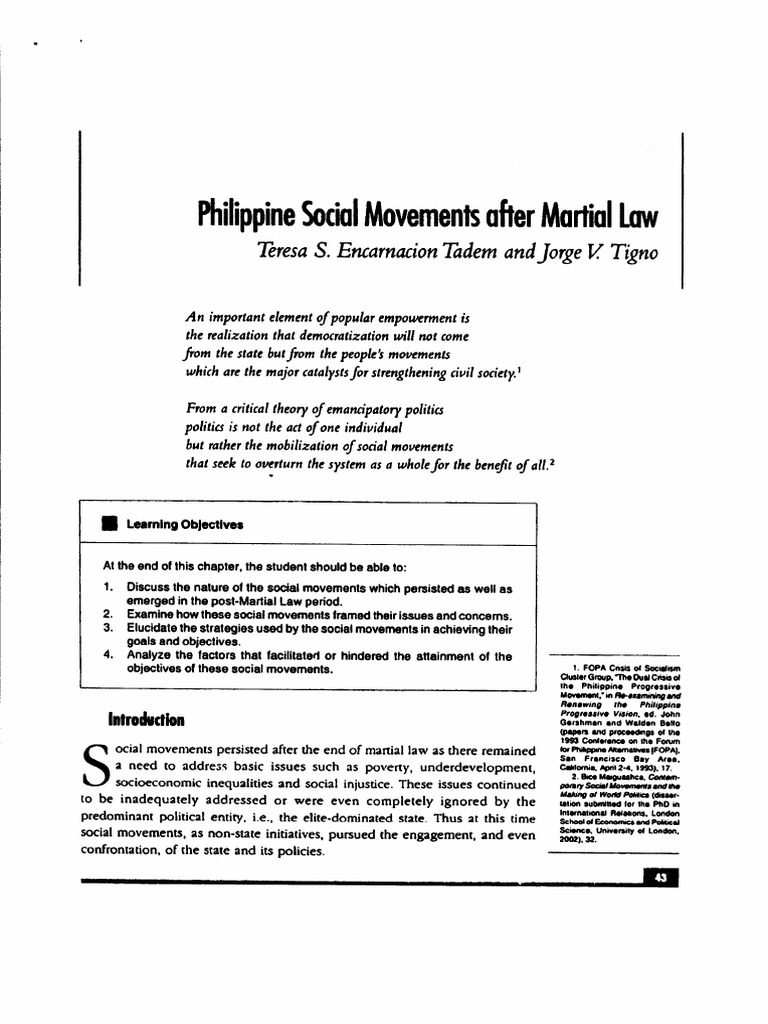 Philippine Social Movements After Martial Law 2 | PDF