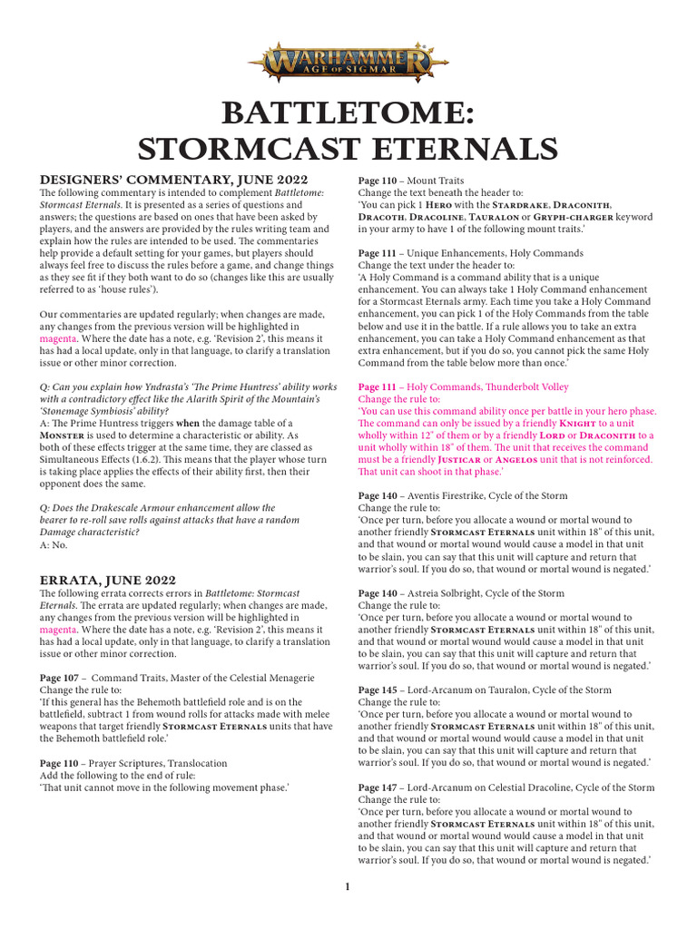 Errata - Stormcast Eternals | PDF | History