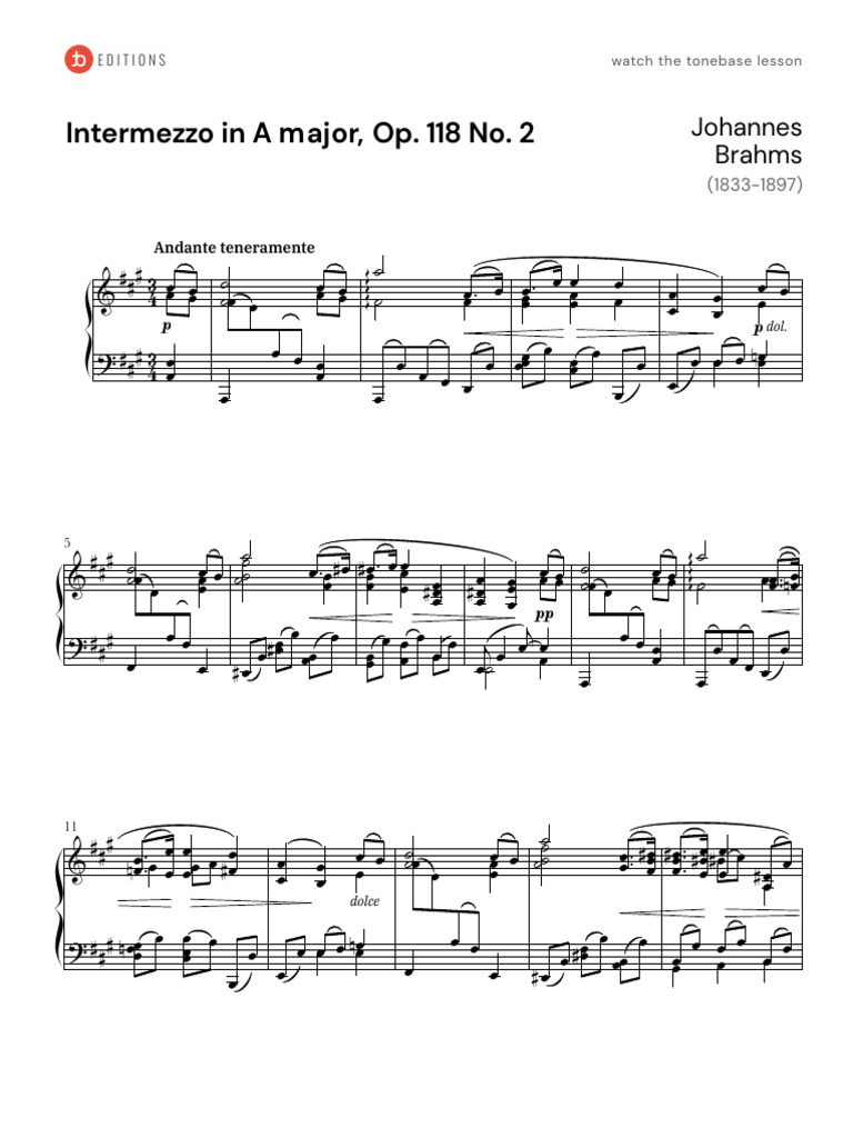 Brahms - Intermezzo in A Major Op 118 No 2 - Seymour Bernstein ...