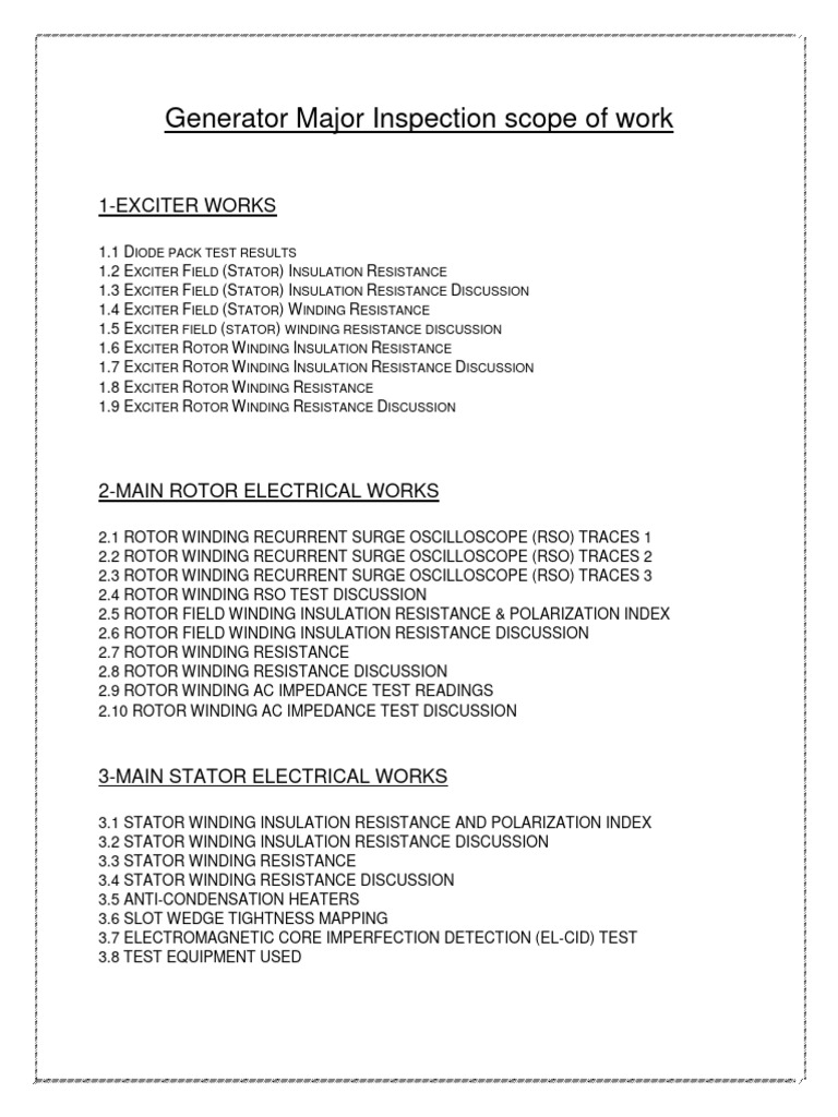 Generator Major Inspection Procedure | PDF