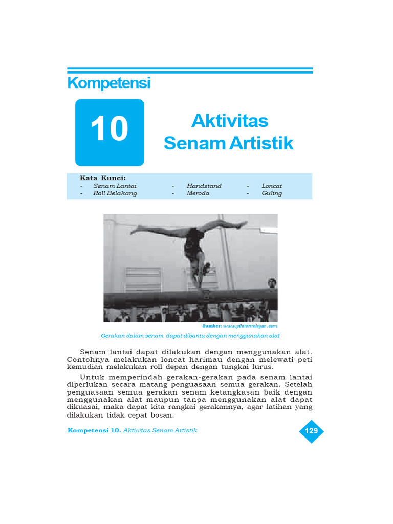 PJOK Kelas 9. Bab 10. Aktivitas Senam Artistik | PDF