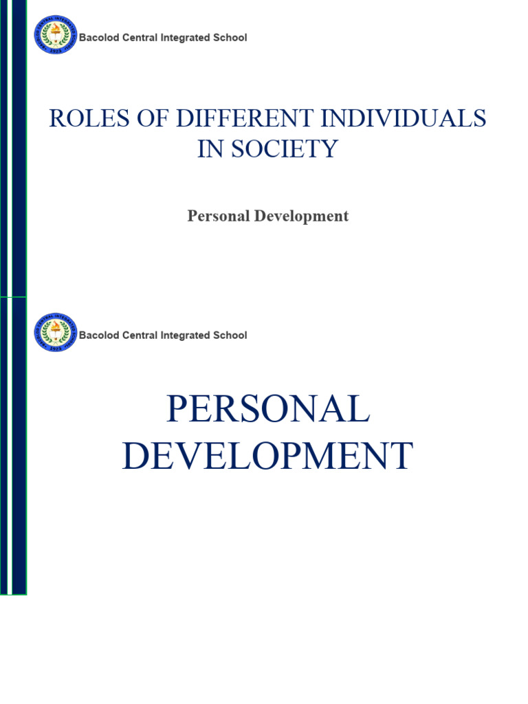 Roles of Different Individuals in Society: Personal Development | PDF ...