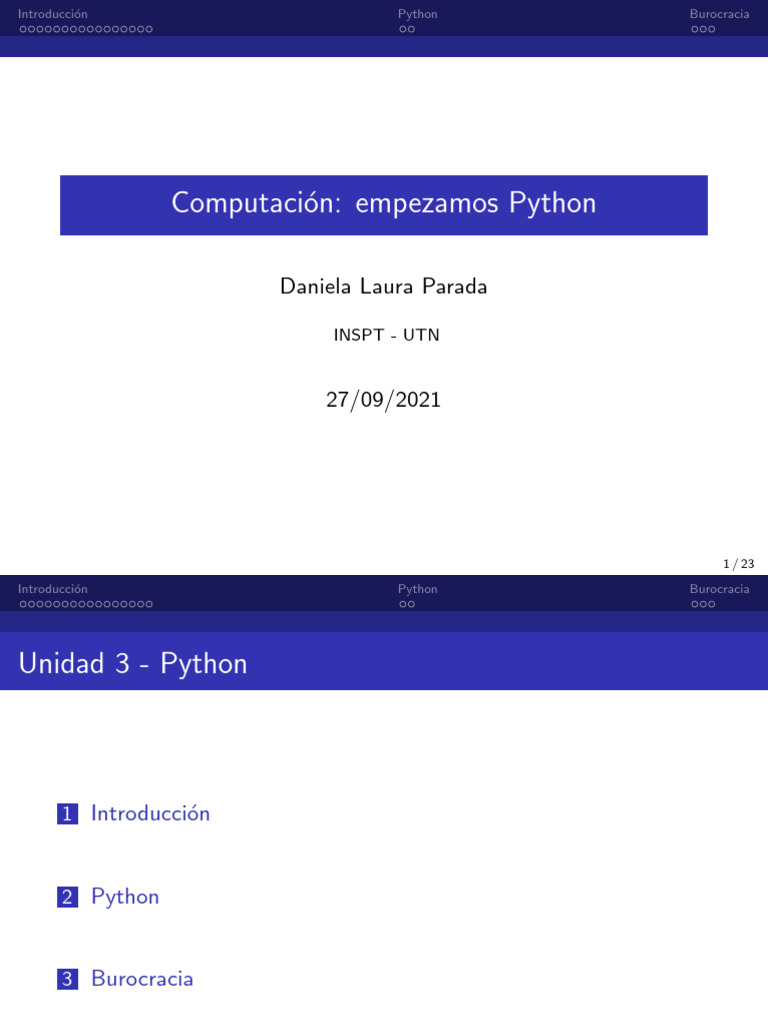 Inicio Unidad 3 - Python | PDF | Lenguaje de programación | Algoritmos Inicio Unidad 3 - Python | PDF | Lenguaje de programación | Algoritmos