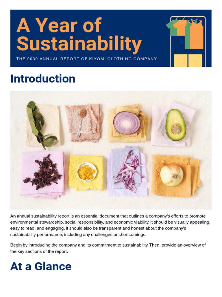 Sustainability Report Doc in Dark Blue Orange Green Flat Geometric ...