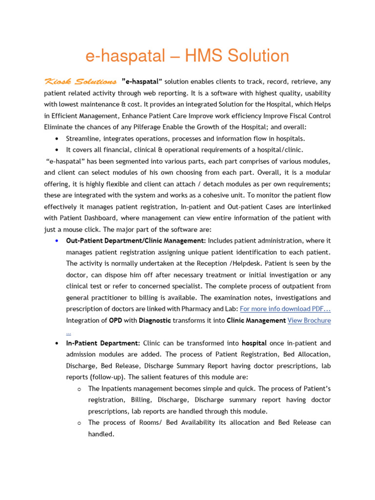 E Haspatal | PDF | Patient | Hospital