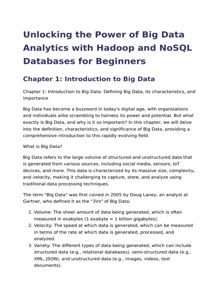 Unlocking The Power of Big Data Analytics With Hadoop and NoSQL Databases For Beginners | PDF ...