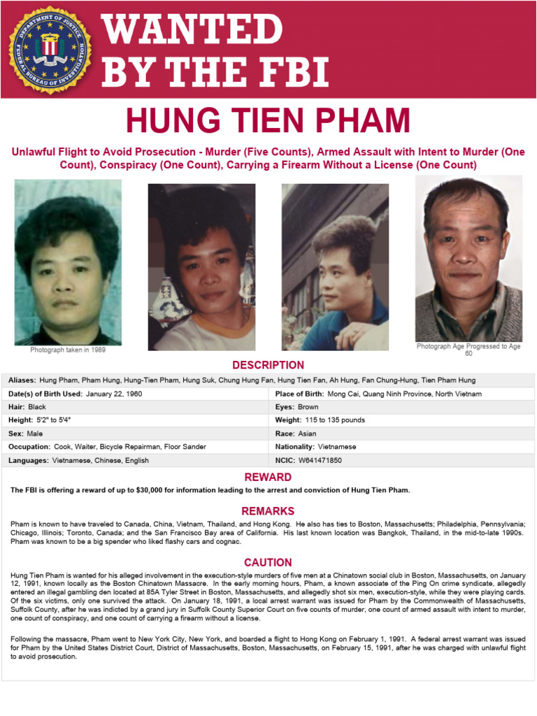 FBI Wanted: Hung Tien Pham for Murder | PDF | Crimes | Crime & Violence