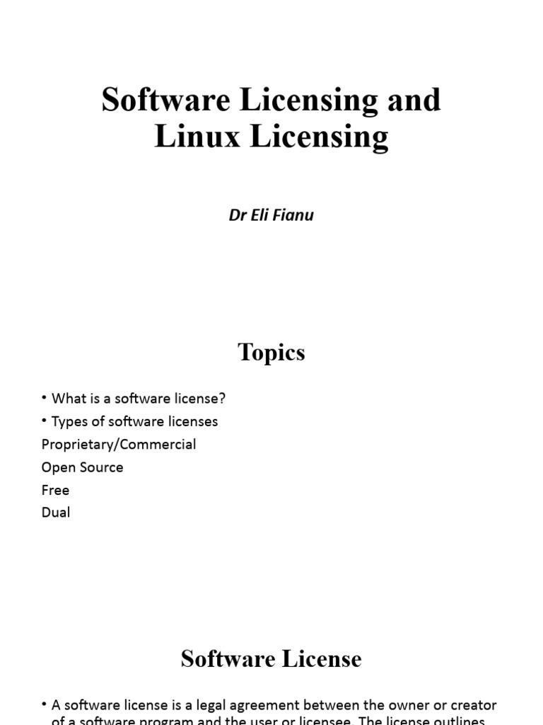 Licensing - General and Linux | PDF | Proprietary Software | Free Software