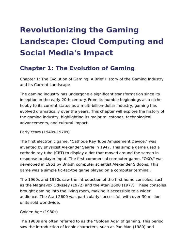 Revolutionizing The Gaming Landscape - Cloud Computing and Social Media's Impact | PDF | Cloud ...