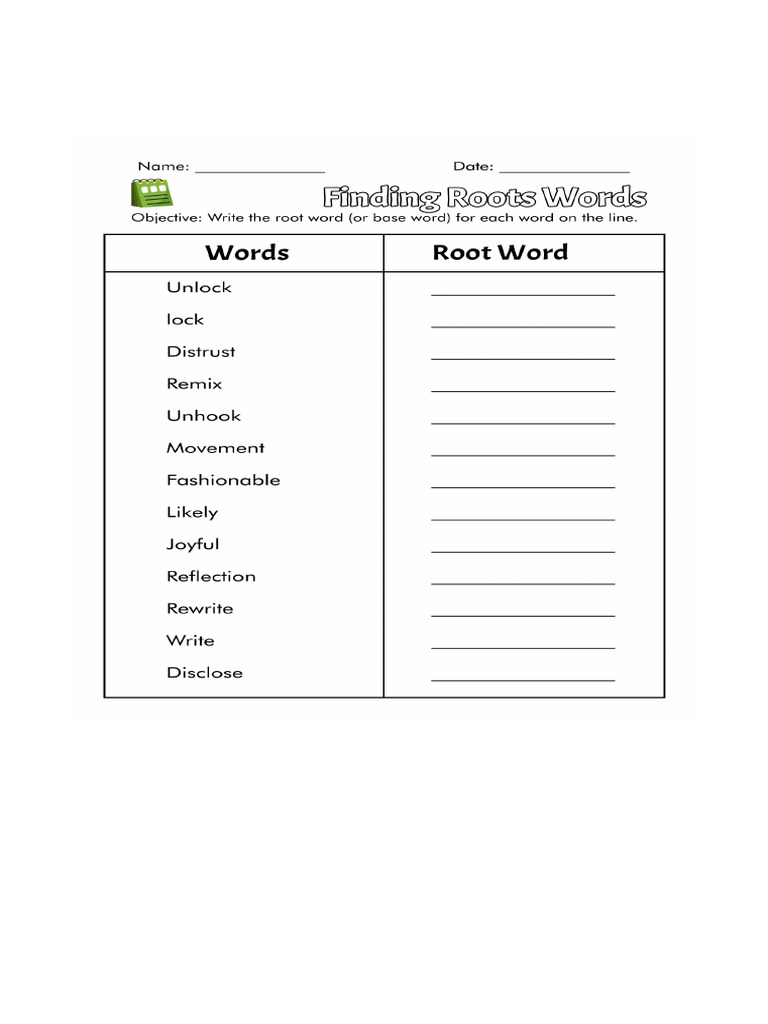 Root Words Prefix and Suffix Worksheets 448599.Jpg | PDF