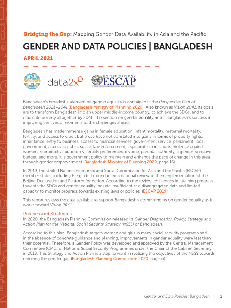 Gender Data Policies in Bangladesh | PDF | Gender Equality | Gender Studies