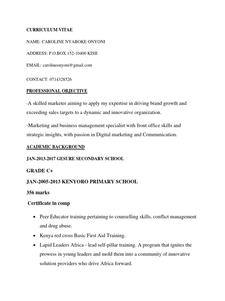 Judy Wangari Kariuki Resume | PDF | Marketing | Brand