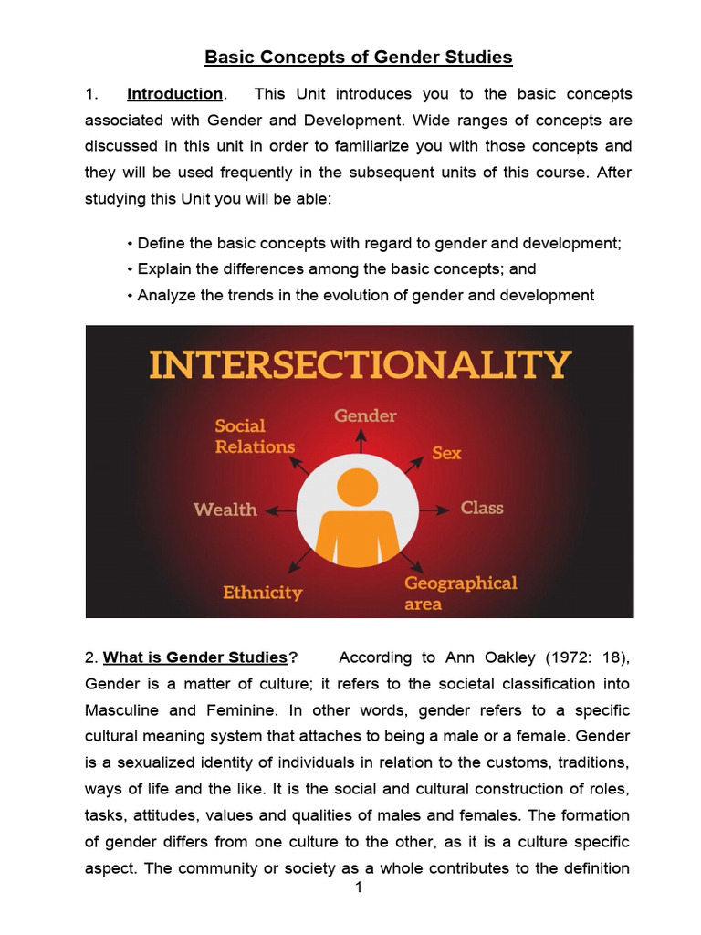 Basic Concepts of Gender Studies | PDF | Gender | Gender Studies