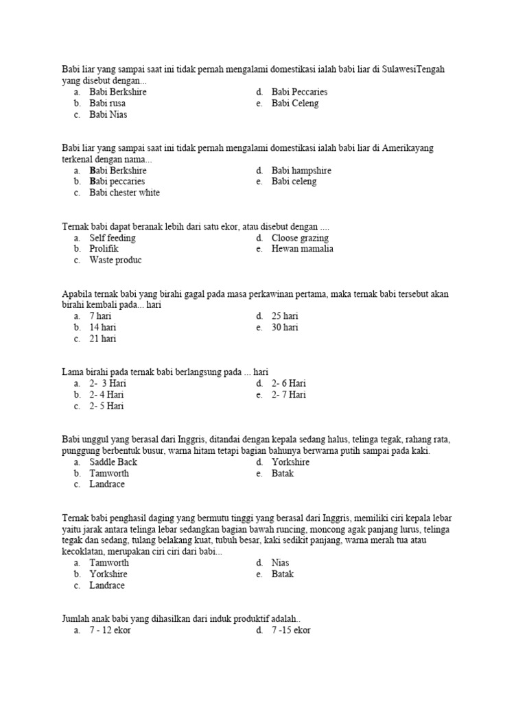 Kisi-Kisi Soal Pilihan Atu | PDF