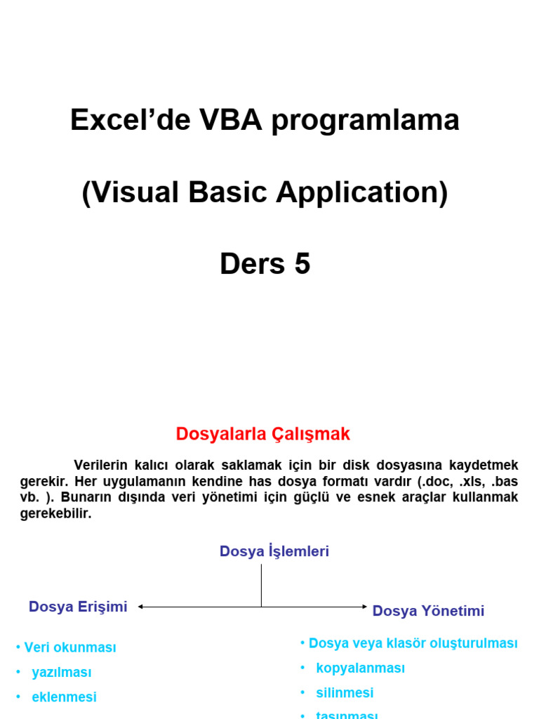 Excel'de VBA Programlama - 5 | PDF