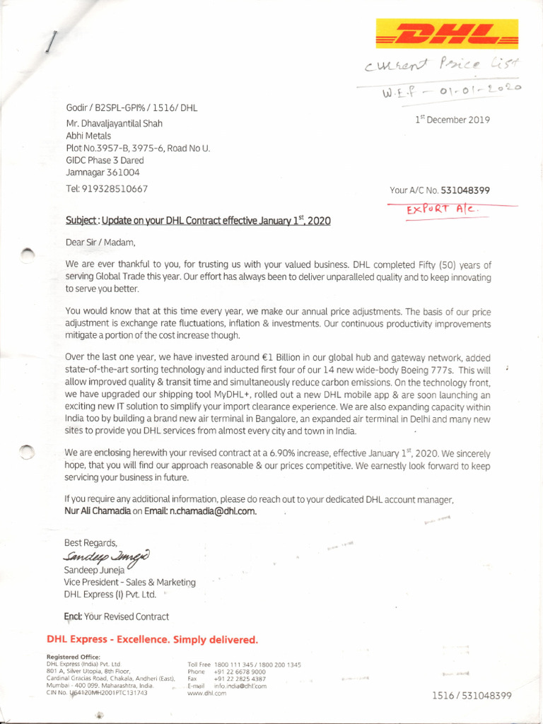 DHL Rate Card | PDF