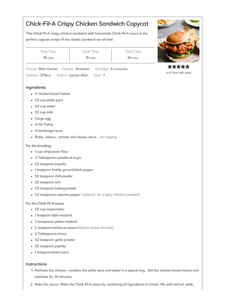 Chick-Fil-A Crispy Chicken Sandwich Copycat - Tastes Better From ...