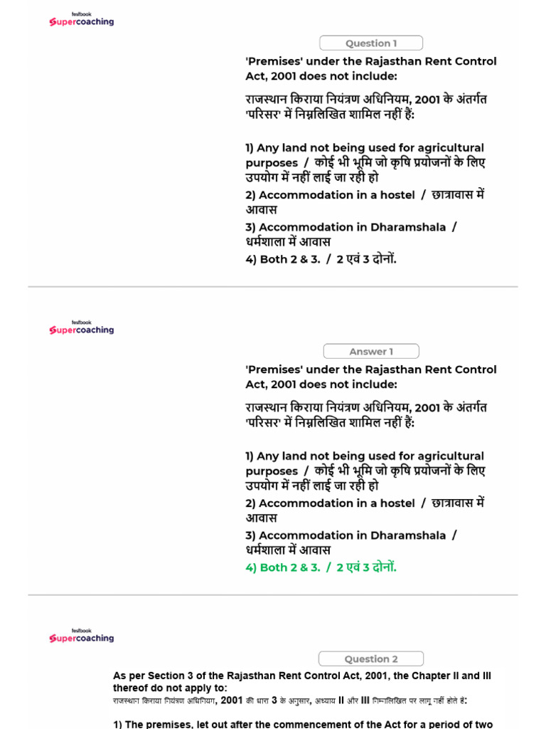 Rajasthan Rent Control Act - 2 | PDF