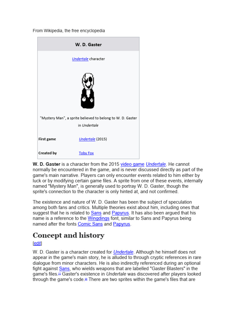 W. D. Gaster: Undertale's Mystery Character | PDF | Games & Activities