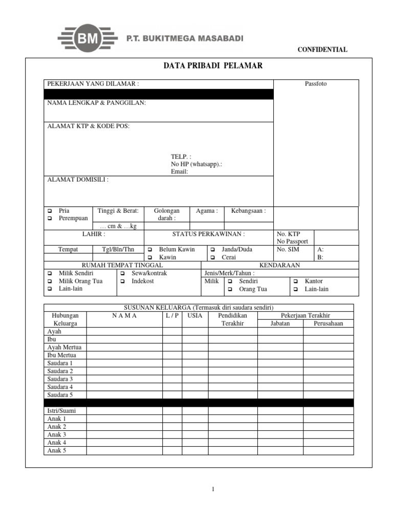 (Tuliskan Nama) Job Application Form | PDF | Karier & Perkembangan