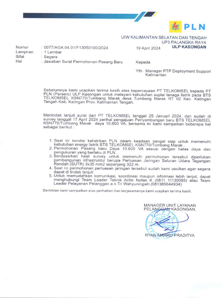 Ptp. Deployment Support Kalimantan | PDF