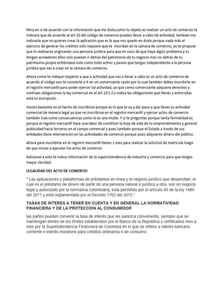 Consulta de Comercial Creditos en Linea | PDF | Interés | Comercio
