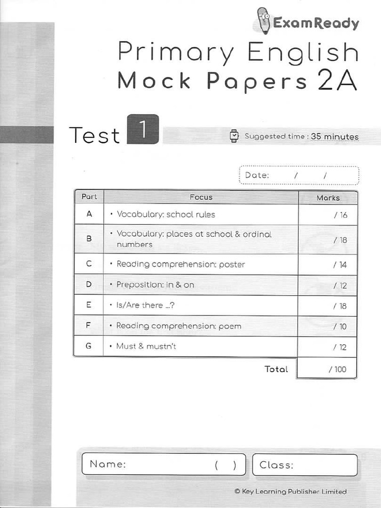 P2 Mock 2A Test-1 | PDF