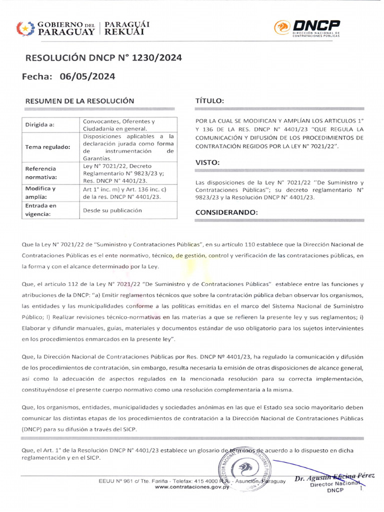 Res DNCP 1230 24 | PDF | Documentos legales | Gobierno
