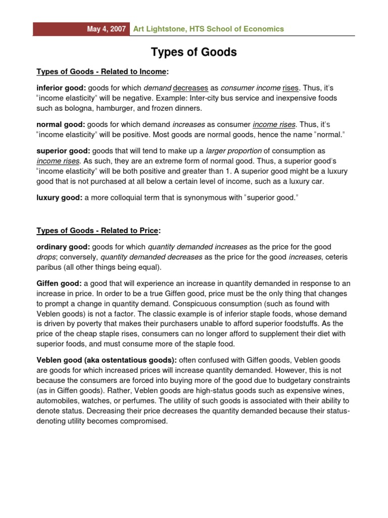 Types of Goods | PDF