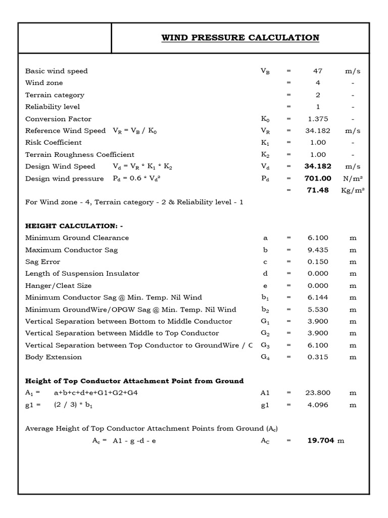 Wind Speed and Pressure Calculations | PDF | Fluid Dynamics | Electricity
