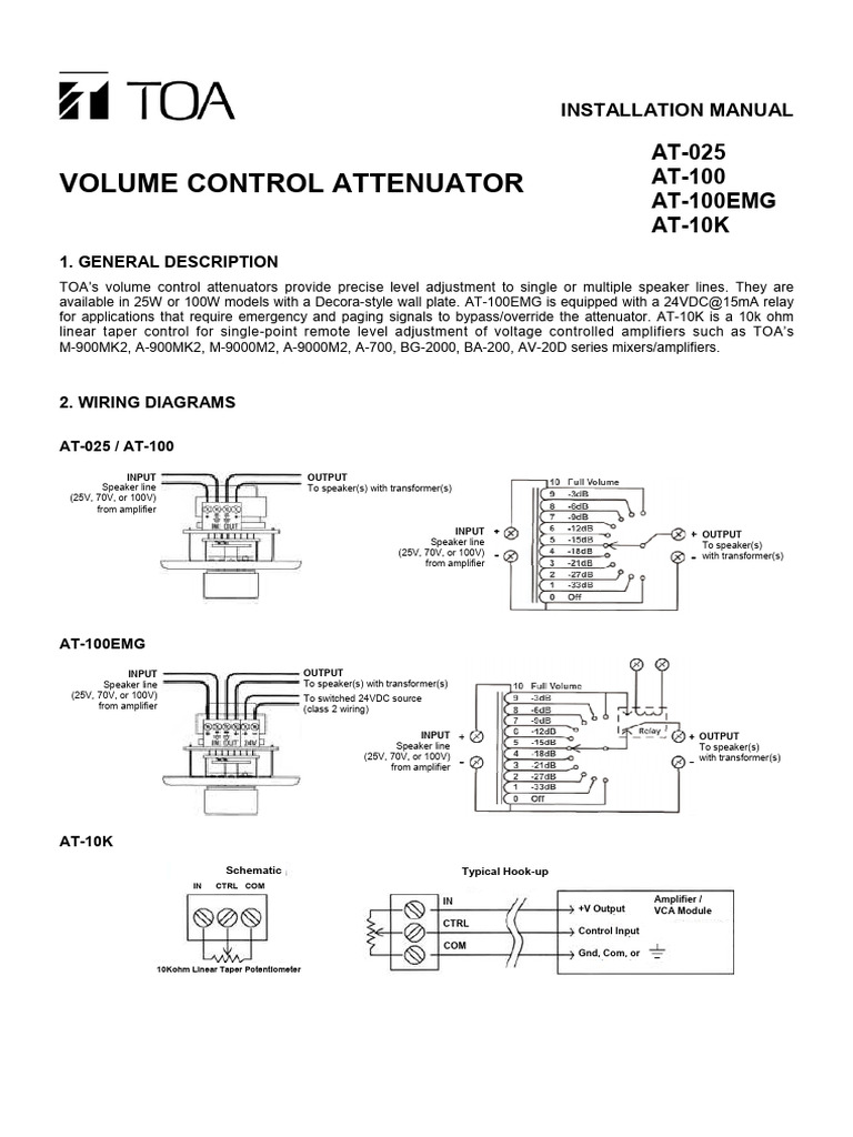 444 Volume Control Attenuator Manuals | PDF | Amplifier | Loudspeaker