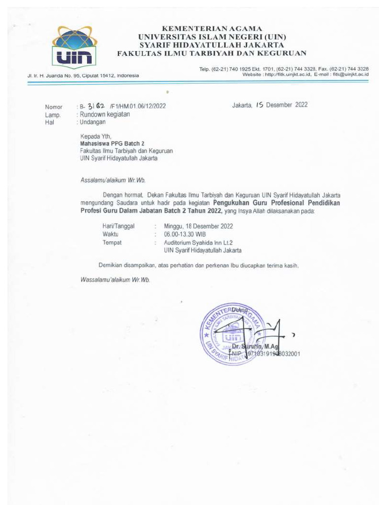 Undangan Peserta Pengukuhan | PDF