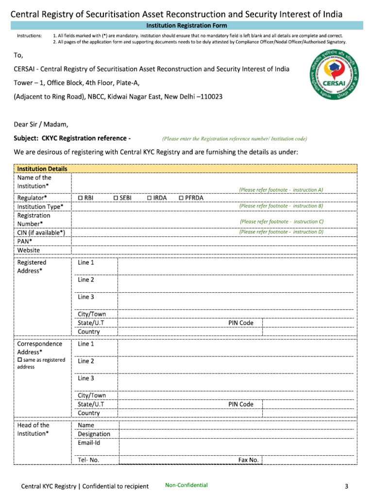 CKYC FI Registration Form | PDF