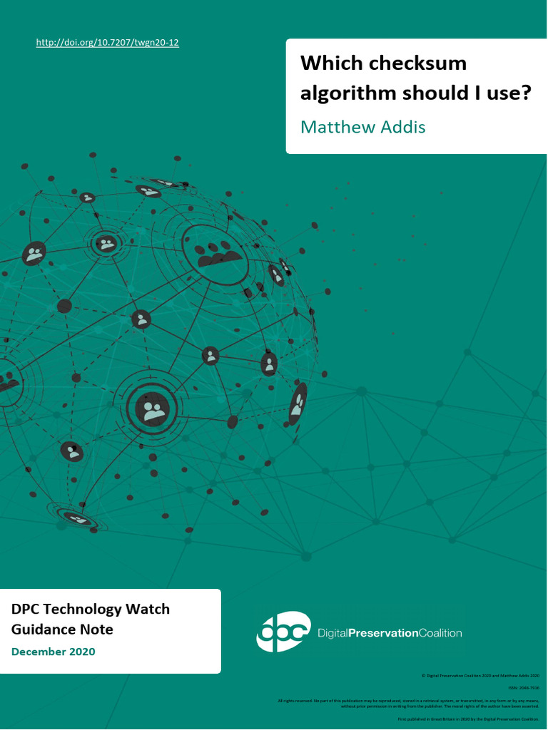 TWGN - Checksums - Addis - v7 Addition of Xxhash | PDF | Computer File | Cryptography