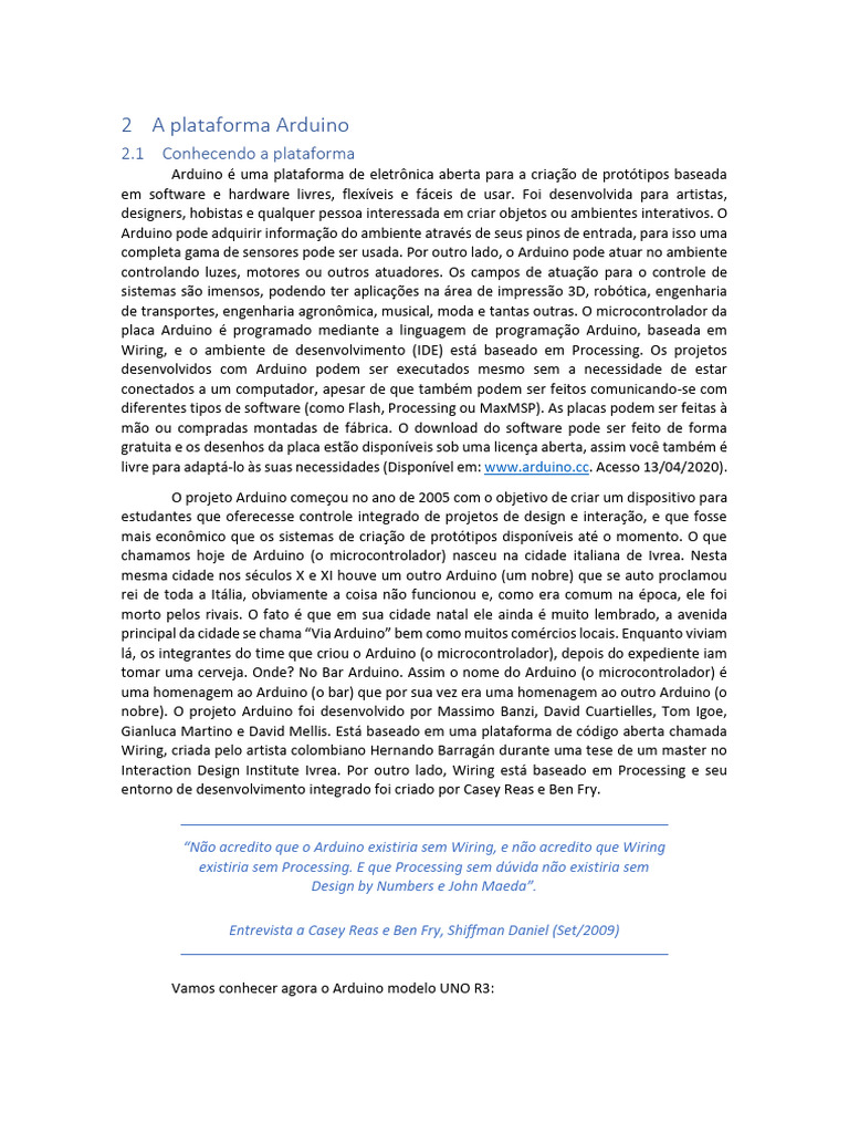 02 A Plataforma Arduino Pdf Arduino Informática 8219