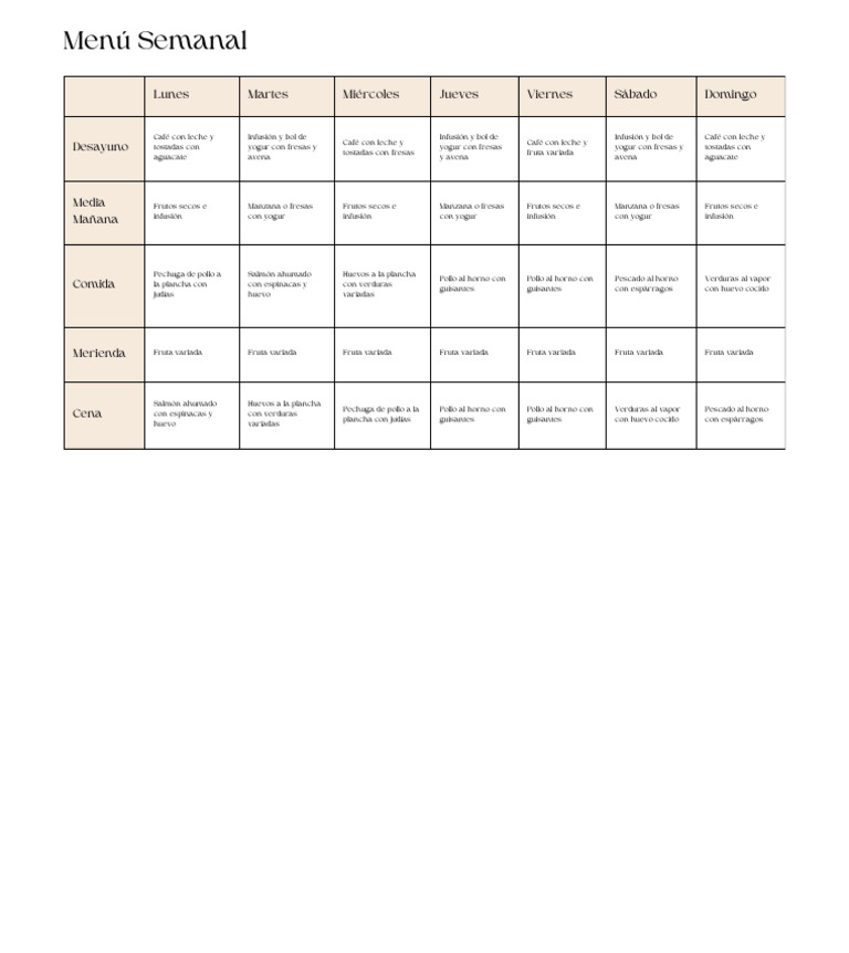 Calendario Menú Semanal Minimalista en Blanco y Negro | PDF | Cocina ...