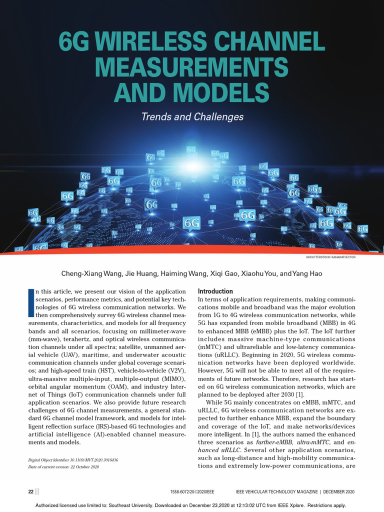6G Wireless Channel Measurements and Models | PDF | Extremely High Frequency | Mimo