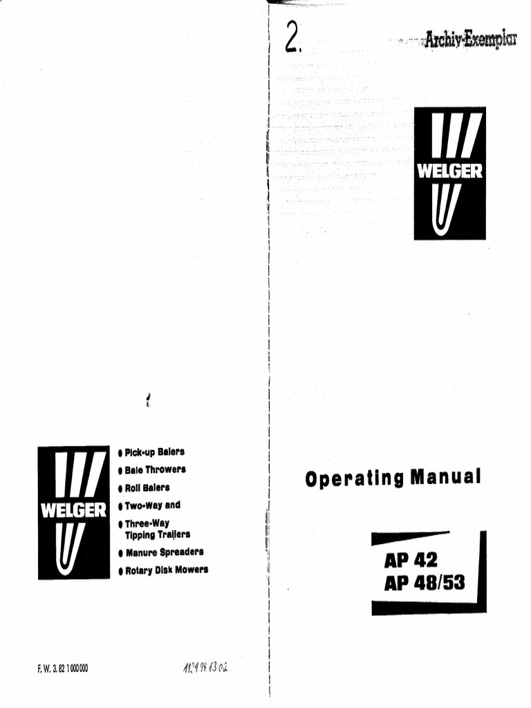 Operating Manual Welger AP 42 - 48 - 53 BA Eng | PDF