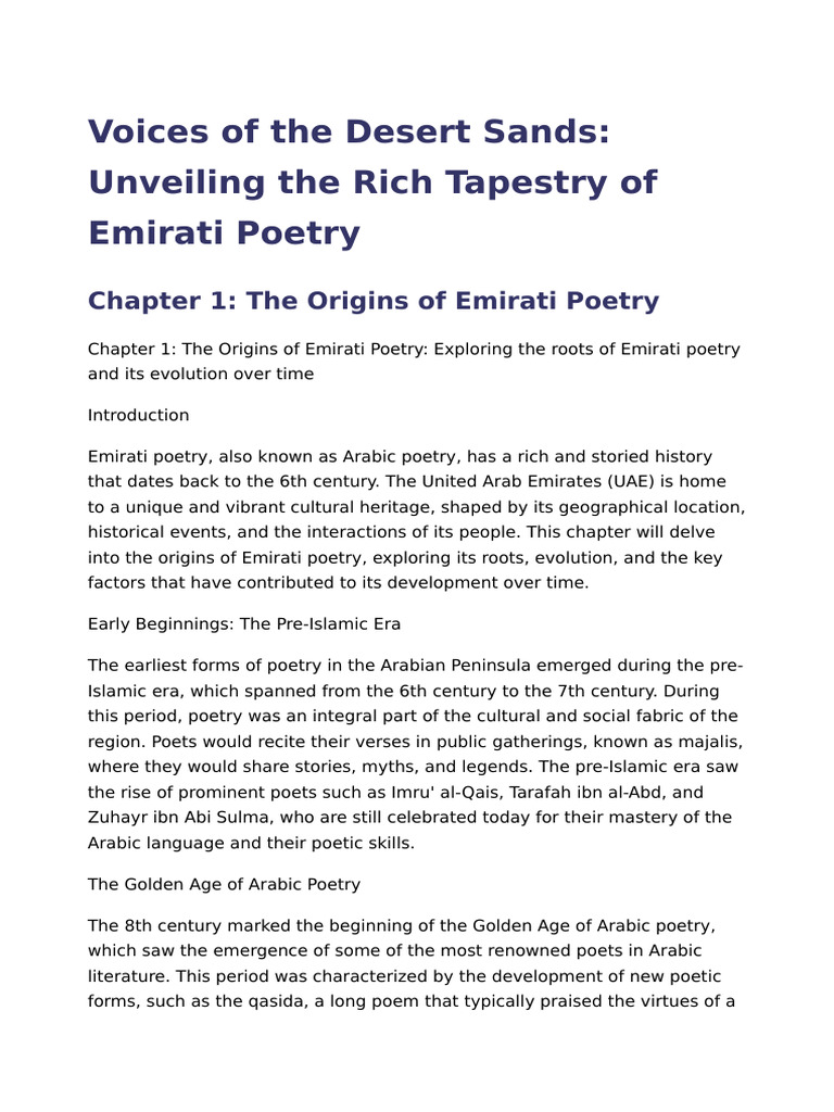 Voices of The Desert Sands - Unveiling The Rich Tapestry of Emirati ...