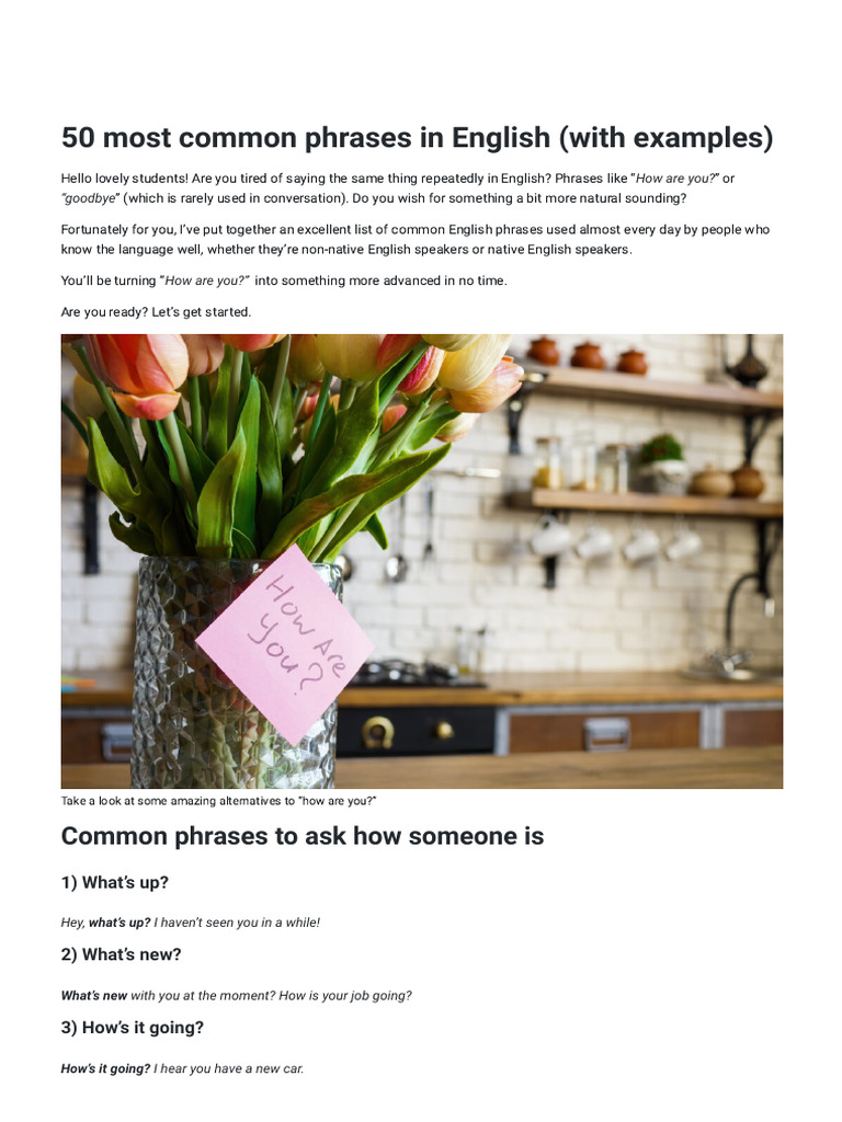 50 Common English Phrases Explained | PDF | English Language | Linguistics