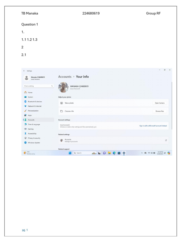 IFA Windows Assignment TB Manaka 224680619 | PDF | Science & Mathematics | Technology & Engineering