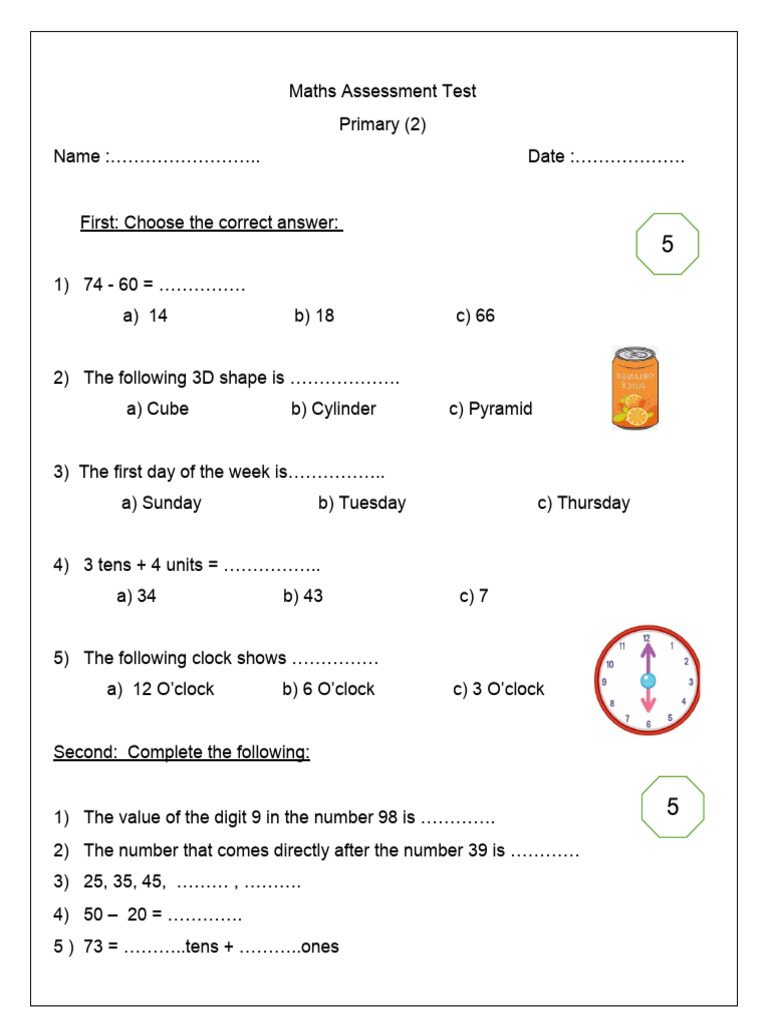 Primary 2 Assessment | PDF
